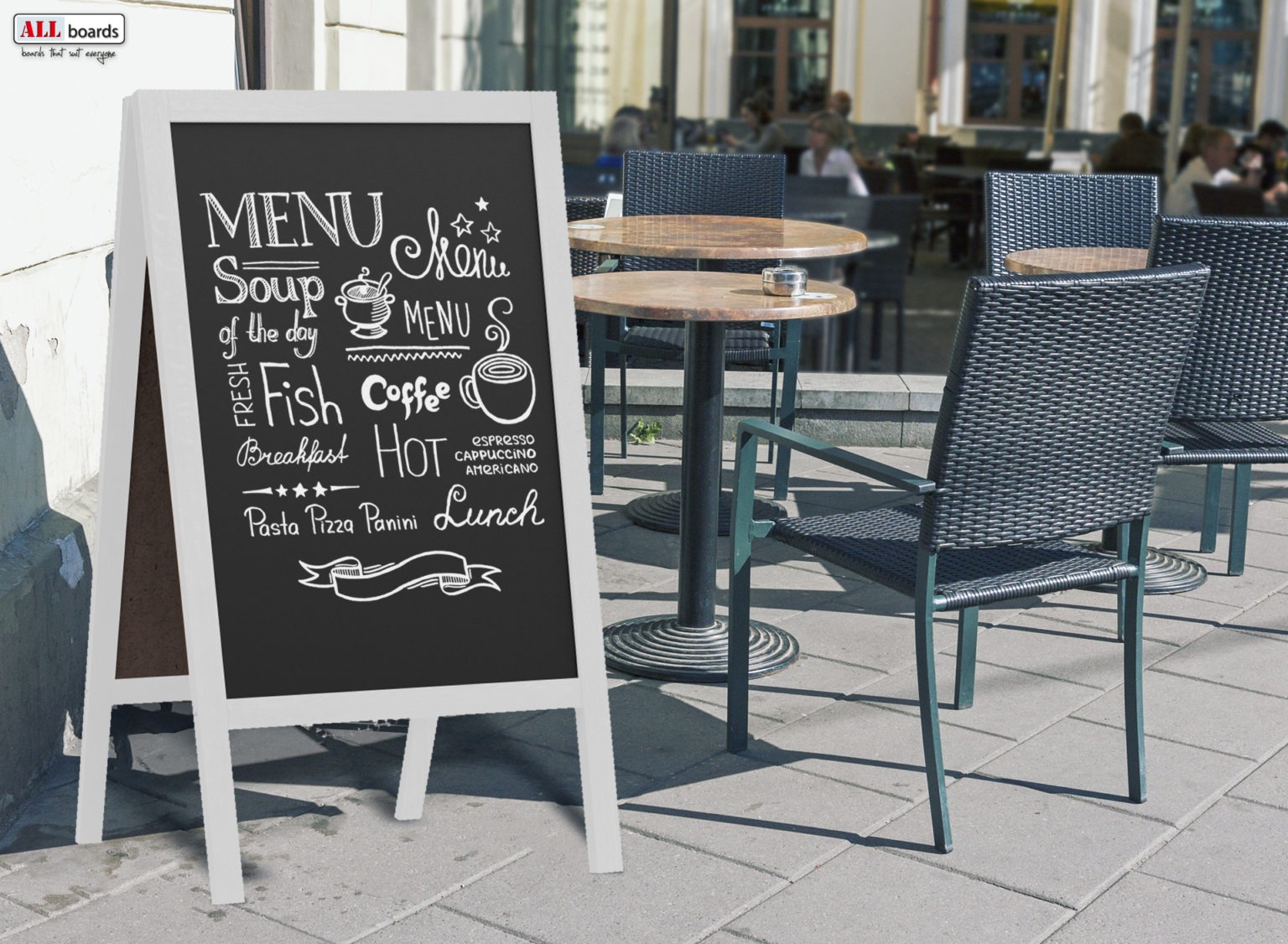 Pavement Sign with Grey Varnished Wooden Frame 118x61cm, Sidewalk ...