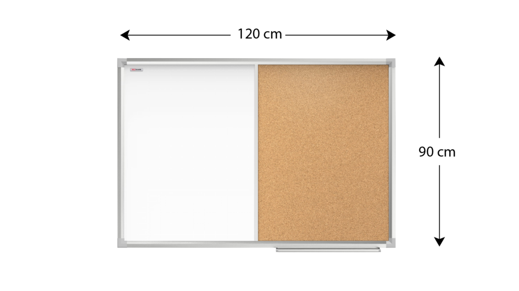 Whiteboard magnetic and cork 120x90 cm aluminium frame