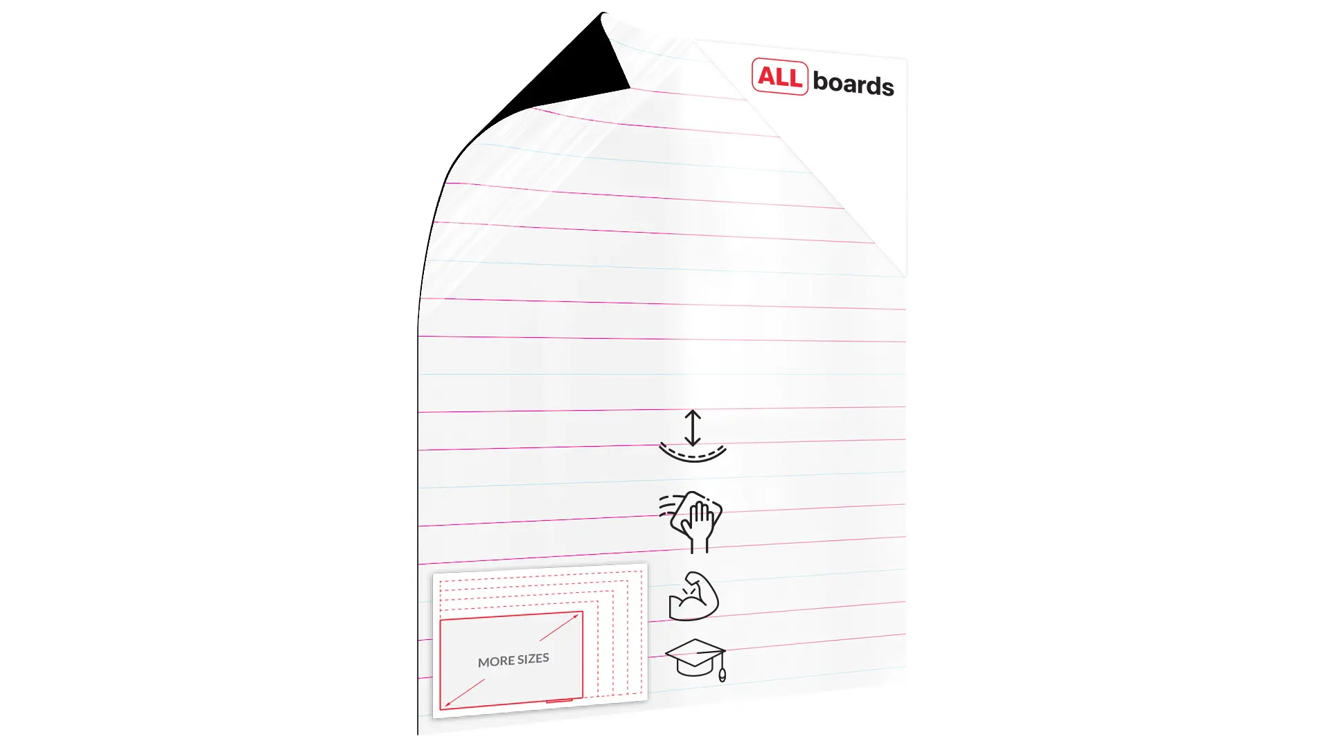 80x95cm magnetic dry-wipe overlay sheet - Ruled