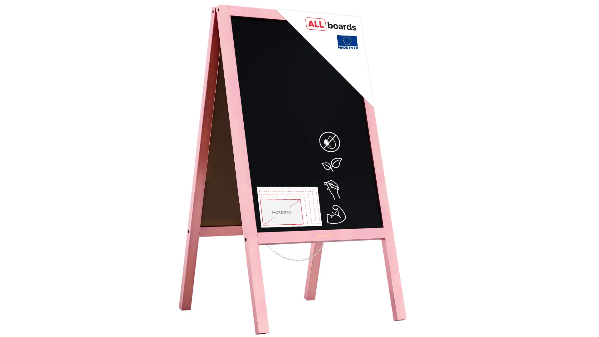 Pavement Sign 118x61 cm Pink Varnished Wooden Frame