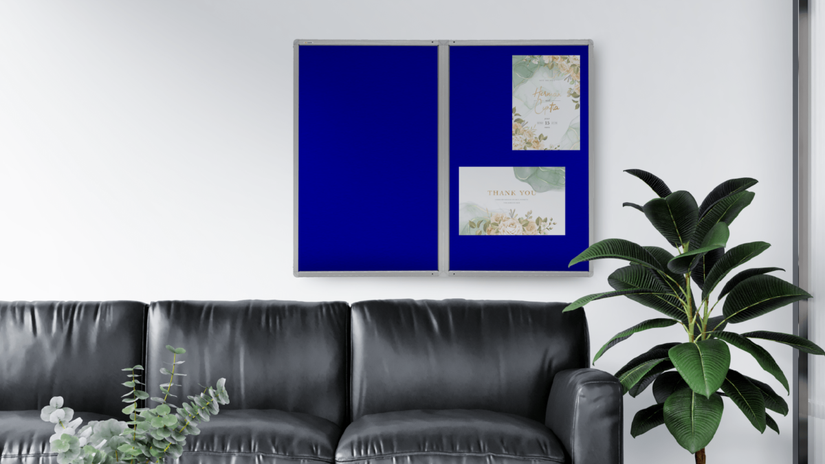 Blue Felt Display Case 120x120 cm Aluminium Frame