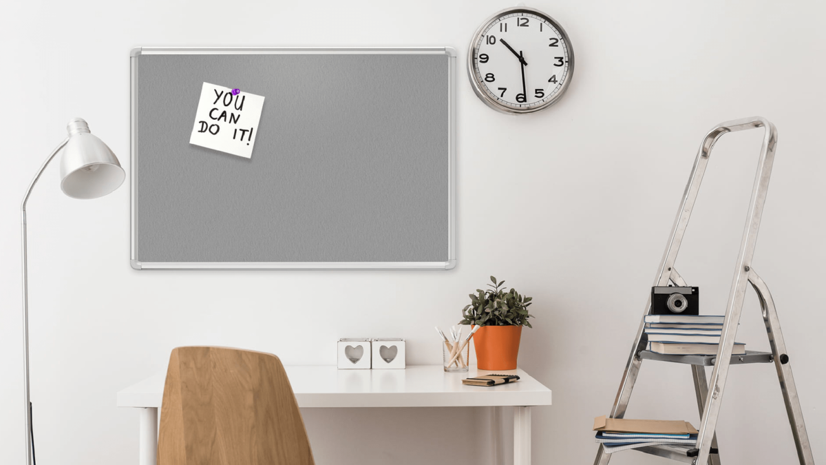grey Felt notice board 300x120 cm aluminium frame
