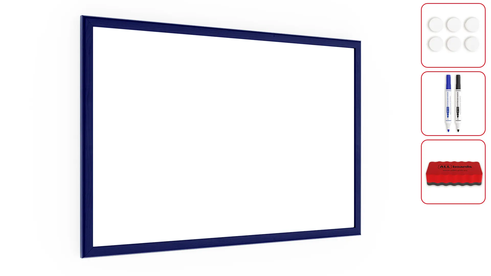 Magnetic dry erase whiteboard 60x40 cm dark blue frame