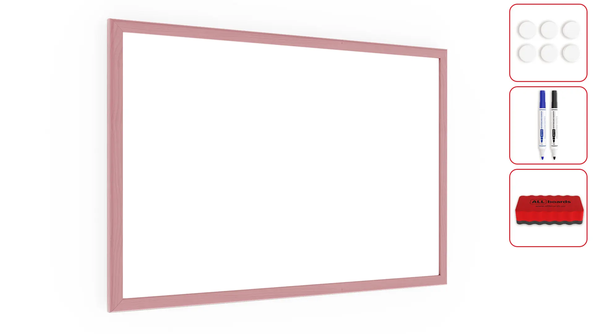 Magnetic dry erase whiteboard 60x40 cm pink frame