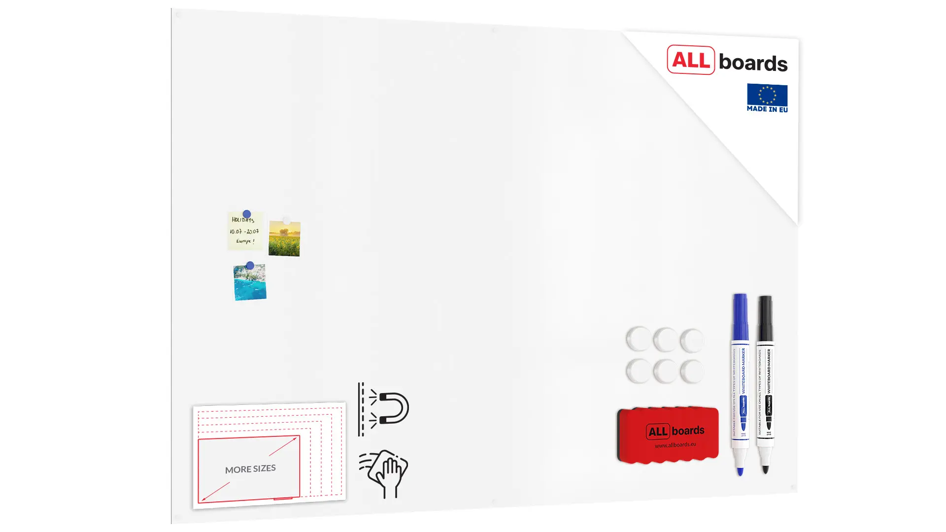 Frameless SLIMboard Magnetic Whiteboard 180x120 cm + FREE Accessories ...