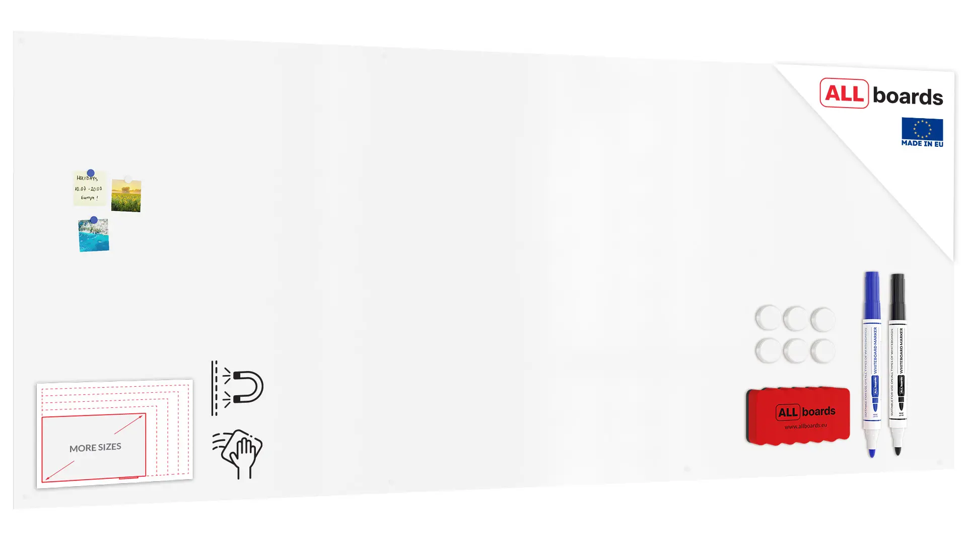 Frameless SLIMboard Magnetic Whiteboard 305x122 cm + FREE Accessories ...