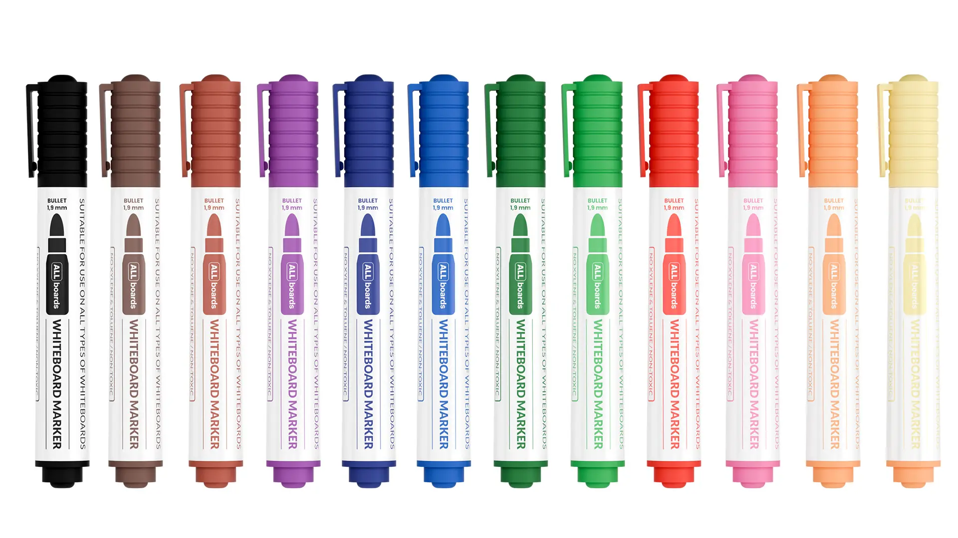 ALLboards Dry-wipe Whiteboard Marker Set - 12 Colours (12 pcs)